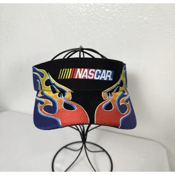 Nascar | Accessories | Nascar Visor Hat Flames Blue Adjustable Hook ...